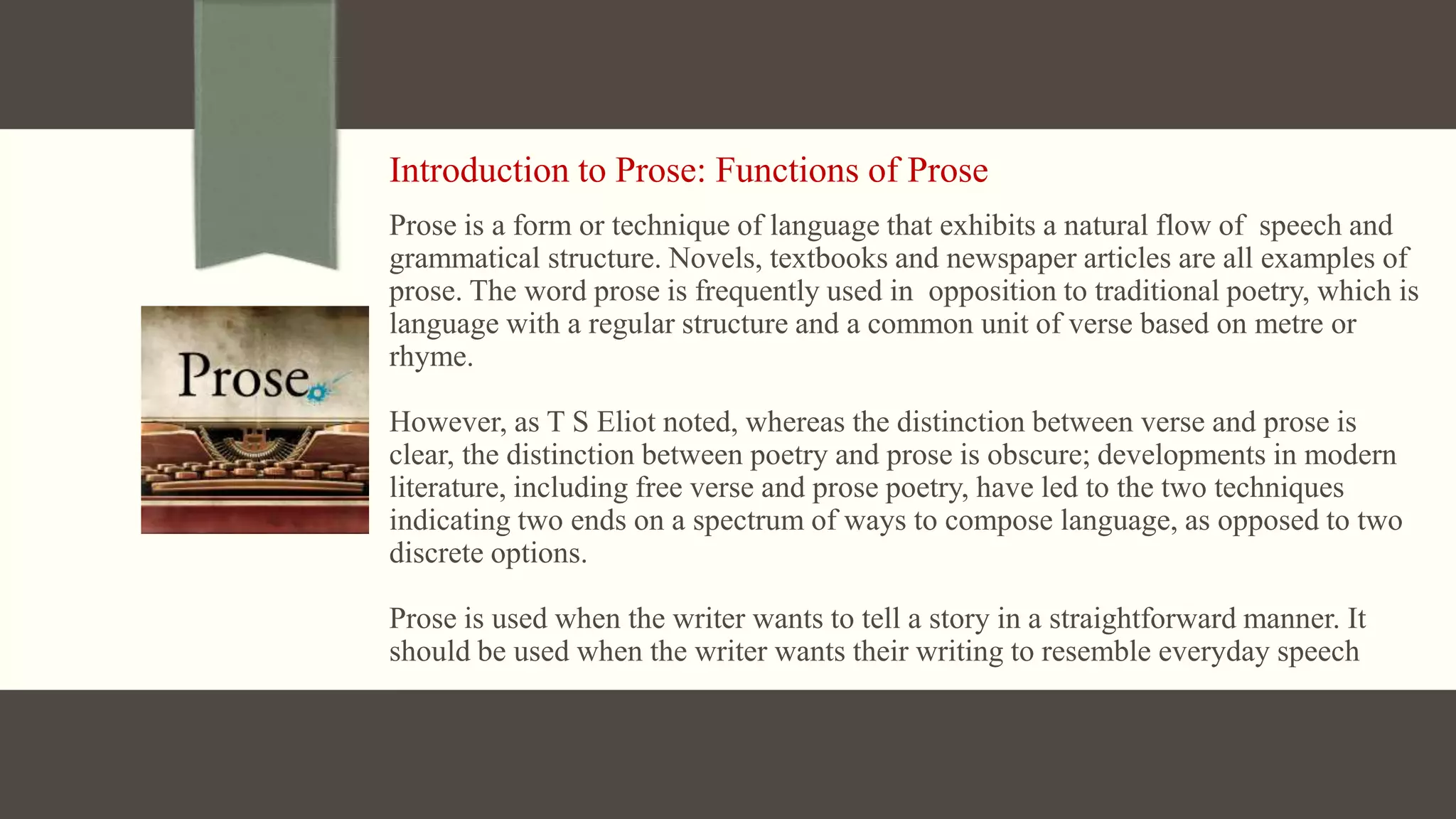 Basic Elements of Prose | PPTX