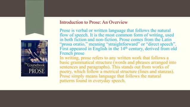 Basic Elements of Prose | PPTX