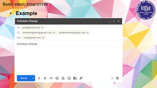 BASIC EMAIL ETIQUETTES , communication .pptx | Email | Internet