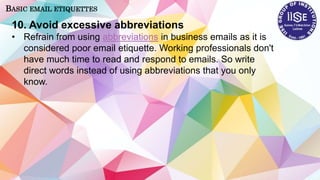 BASIC EMAIL ETIQUETTES , communication .pptx | Email | Internet