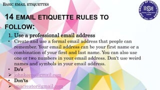 BASIC EMAIL ETIQUETTES , communication .pptx | Email | Internet