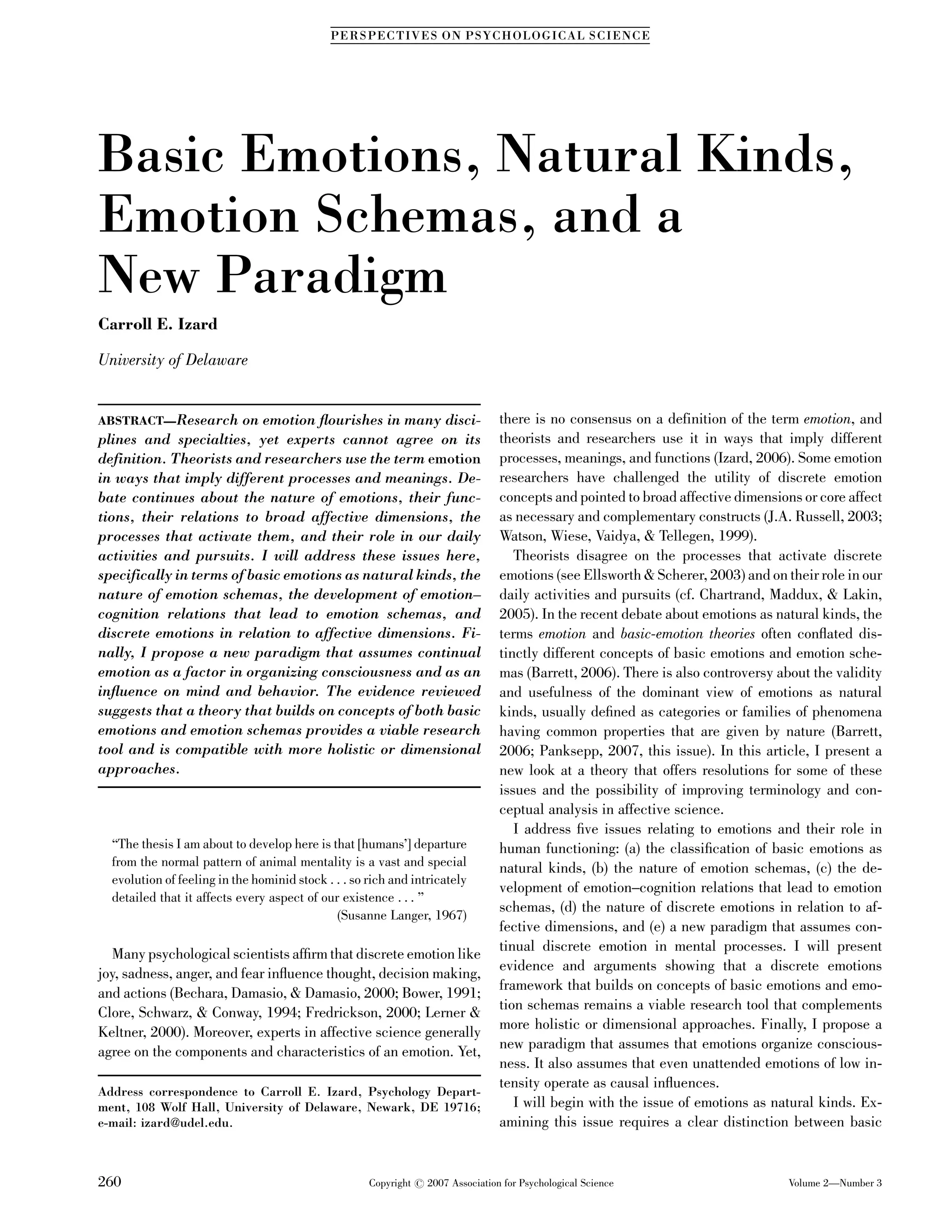 Basic emotions, natural kinds, emotion schemas, and a new paradigm | PDF