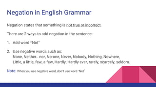 Basic English Beginner Session 3 - Negation in English - Ash Vyas | PPTX