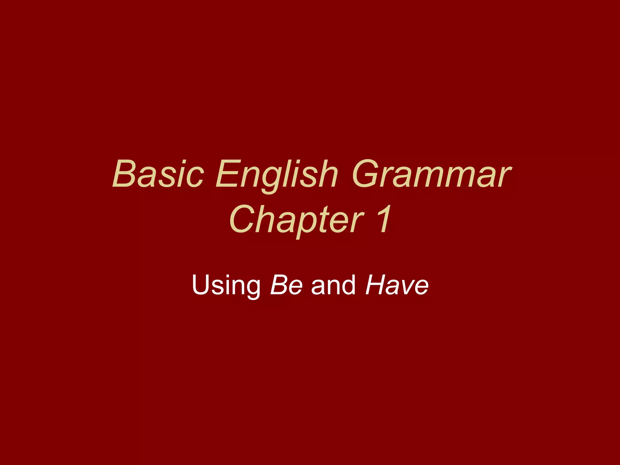 Basic English Grammar Chapter 1 | PPT
