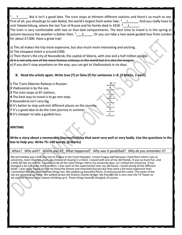 Basic english test term exam | PDF