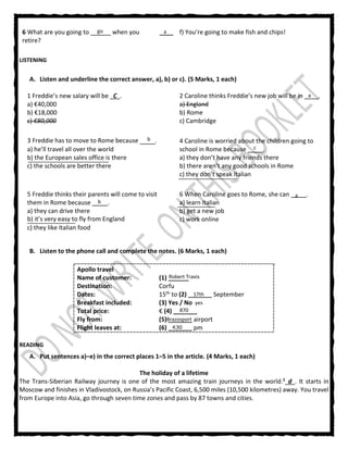 Basic english test term exam | PDF