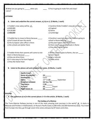 Basic english test term exam (1) | PDF
