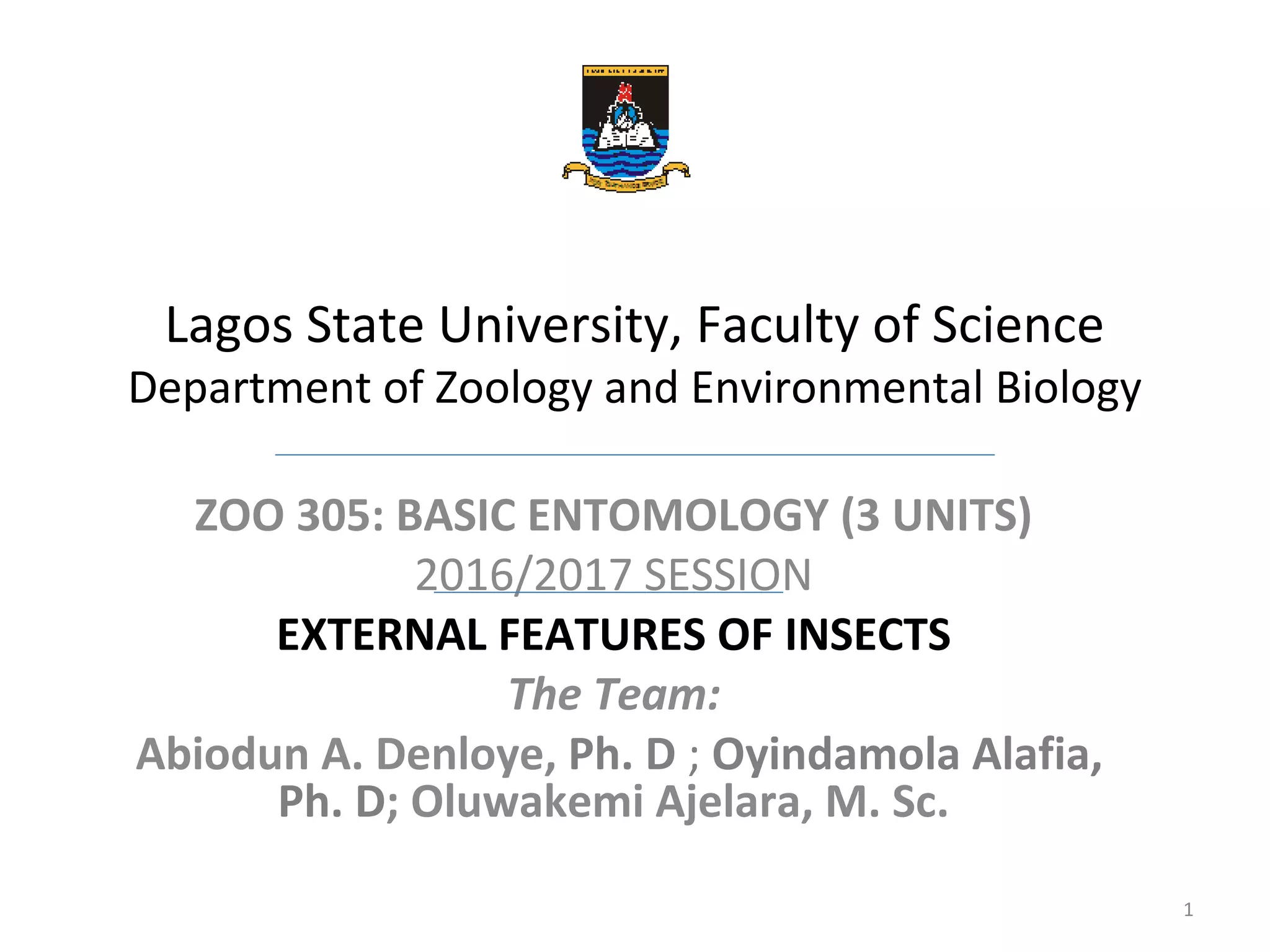 Basic Entomology - External Features of Insects | PPT