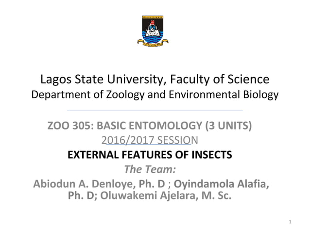 Basic Entomology - External Features of Insects | PPT