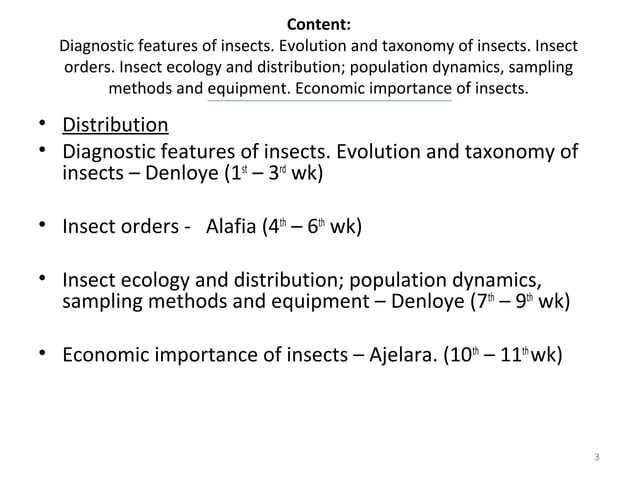 Basic Entomology - External Features of Insects | PPT