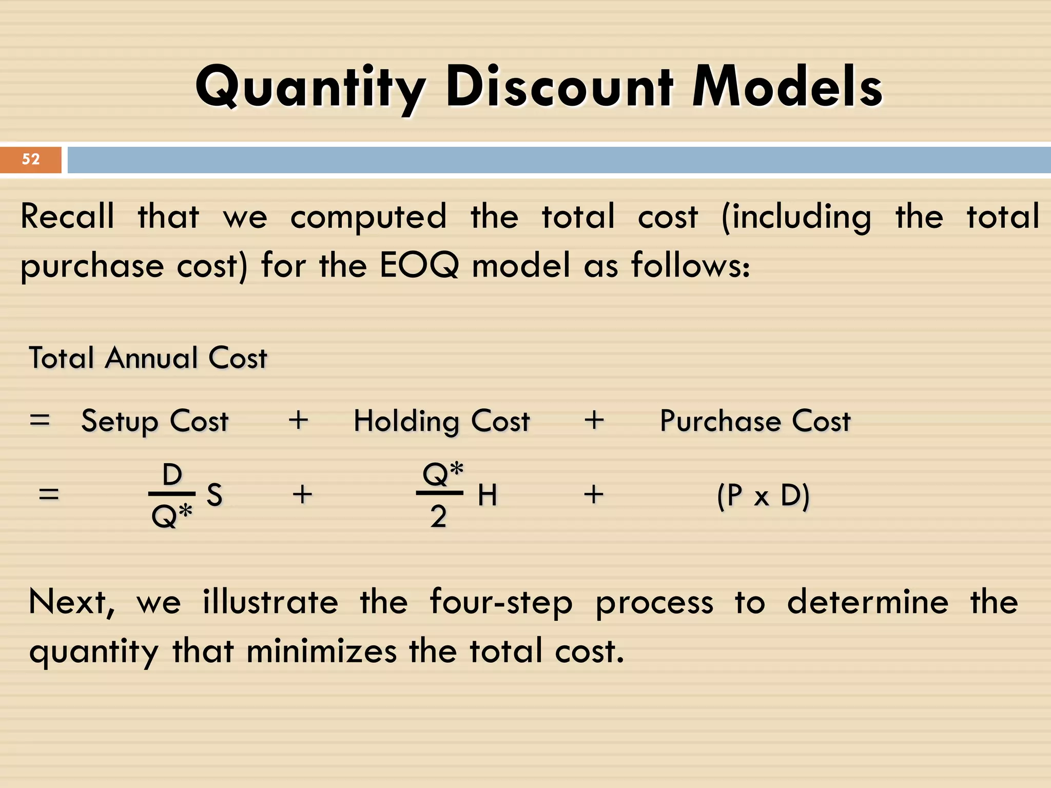 Basic EOQ Model, Quantity Discount, Economic Lot Size | PDF