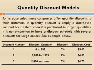 Basic EOQ Model, Quantity Discount, Economic Lot Size | PDF
