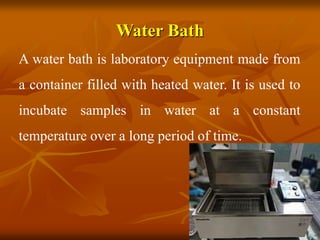 Basic equipment and their function used in medical laboratory | PPT