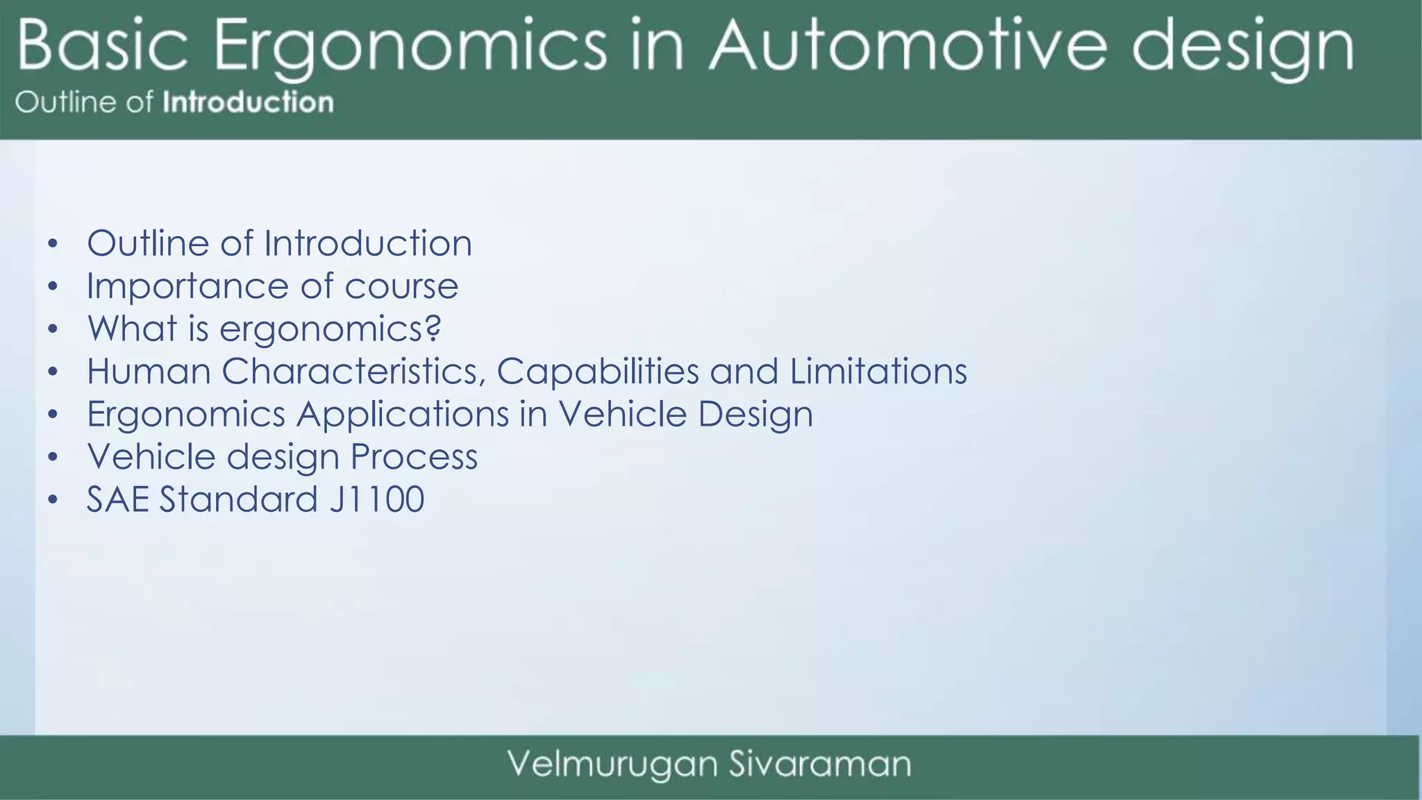 Basic ergonomics in automotive design | PDF
