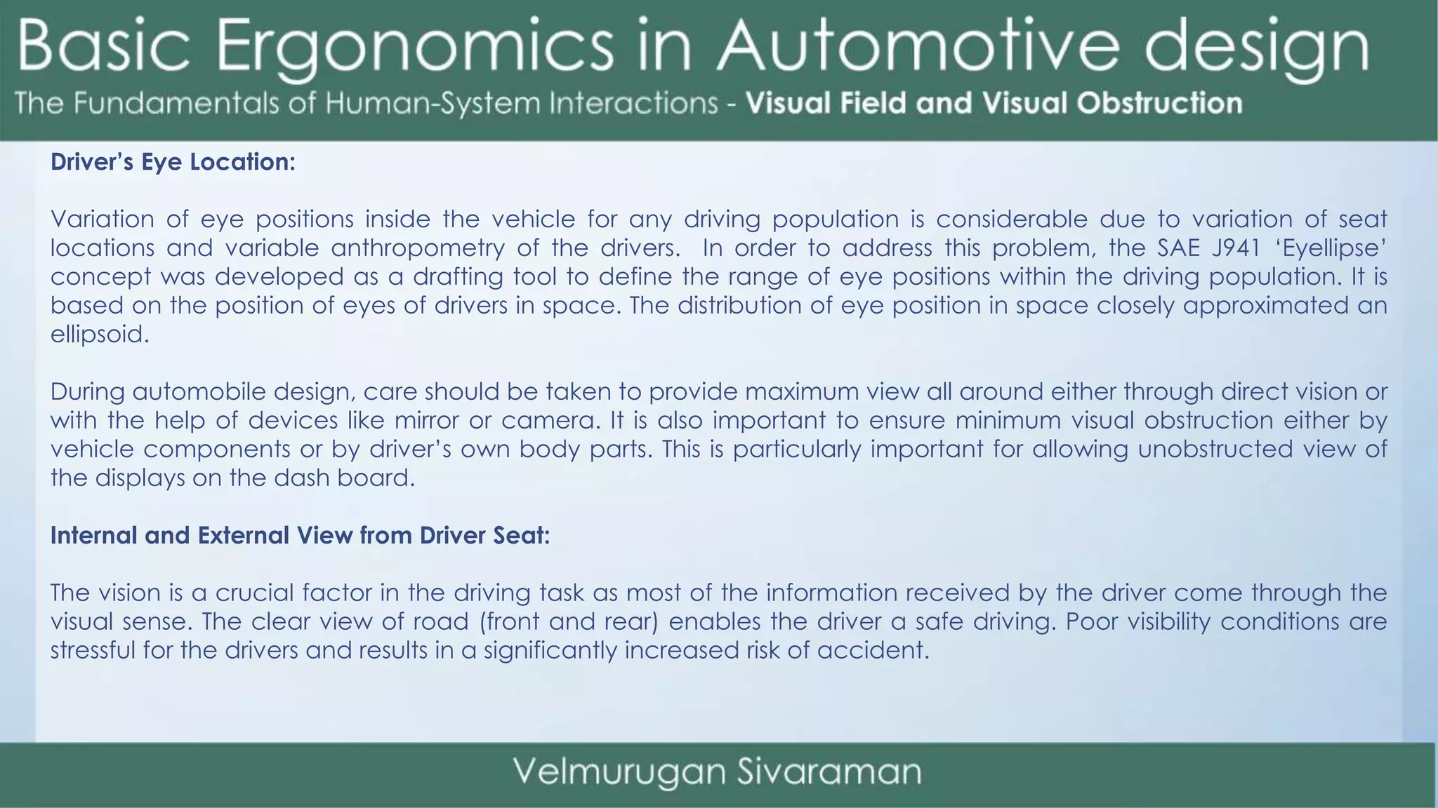 Basic ergonomics in automotive design | PDF