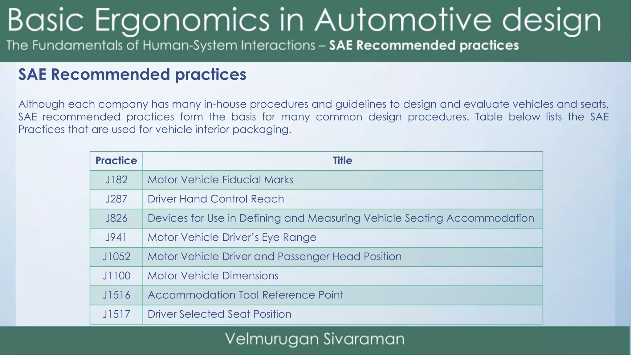 Basic ergonomics in automotive design | PDF