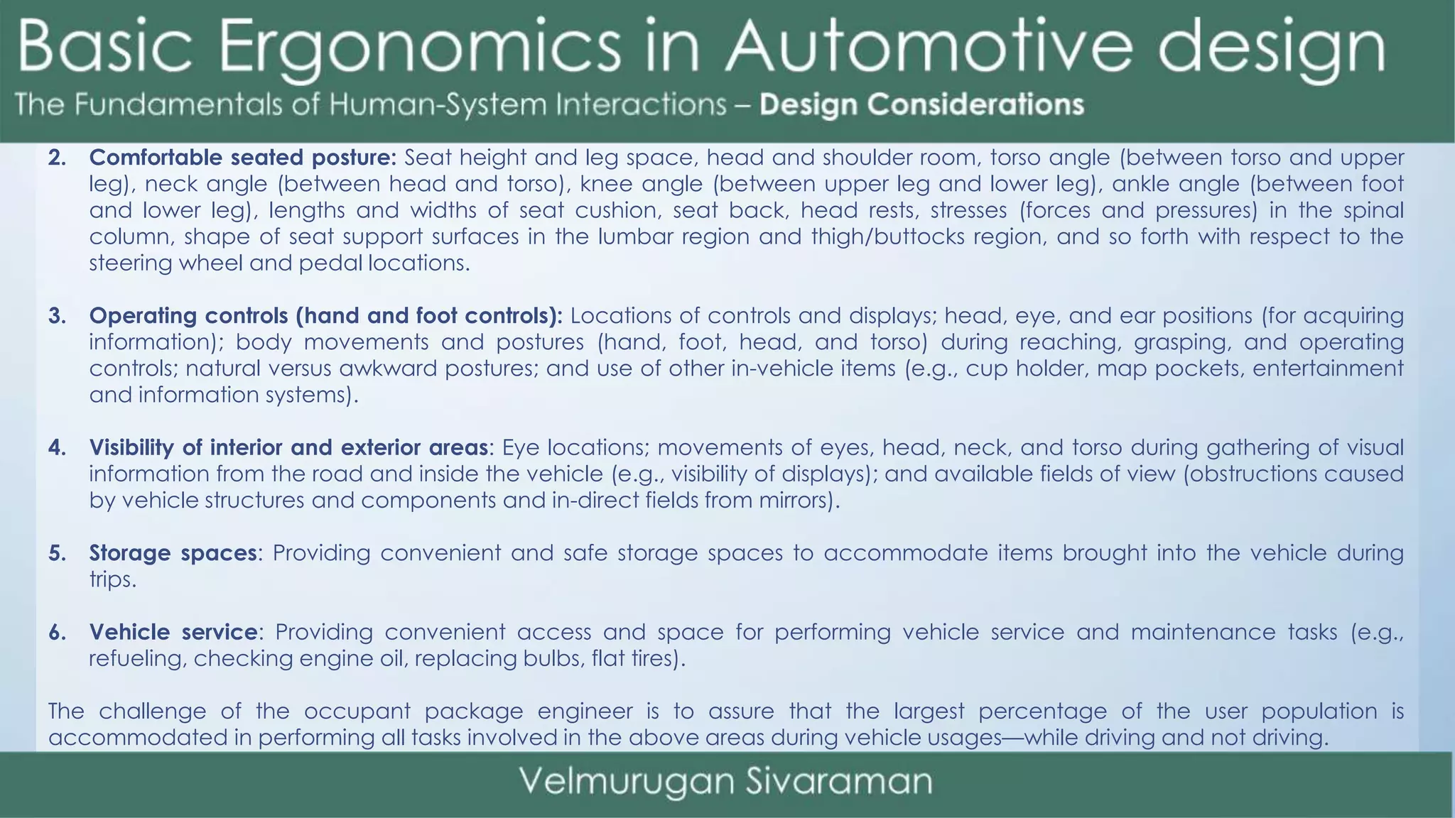 Basic ergonomics in automotive design | PDF
