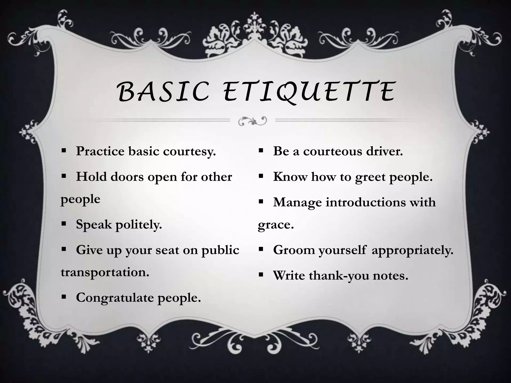 [CEC] Basic Etiquette - Van Lang University | PPTX