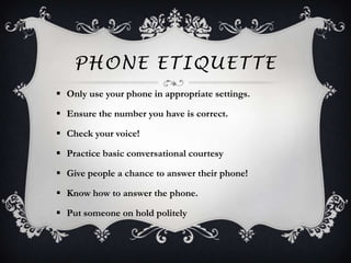 [CEC] Basic Etiquette - Van Lang University | PPTX