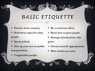 [CEC] Basic Etiquette - Van Lang University | PPTX
