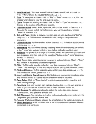 Basic Excel commands and functions | PDF | Desktop Publishing | Computer Software and Applications