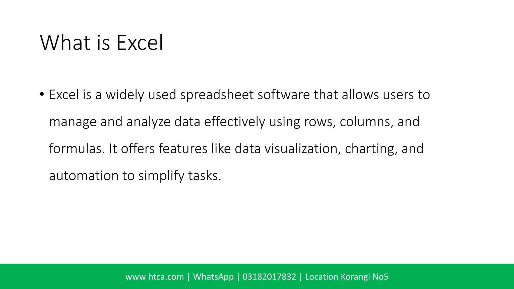 Basic Excel Course.pptx | Computer Software and Applications | Computing