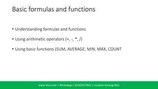 Basic Excel Course.pptx | Computer Software and Applications | Computing