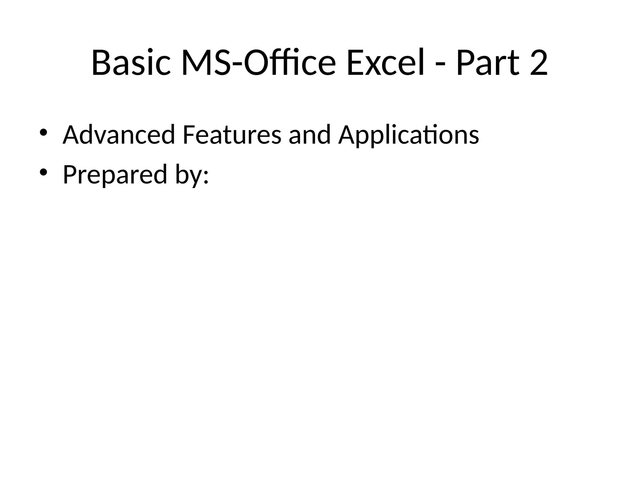 Basic Excel Part 5basic Excel For Beginners Pptx