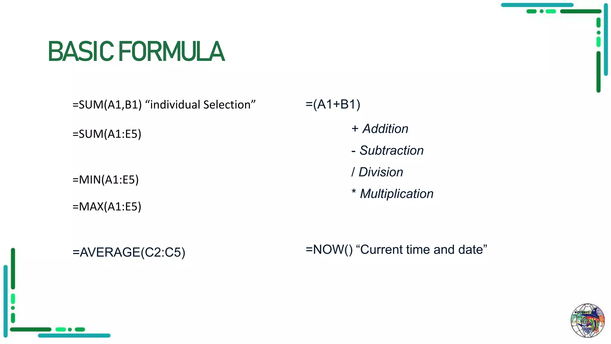 Basic Excel Training.pptx | Computing | Technology & Computing