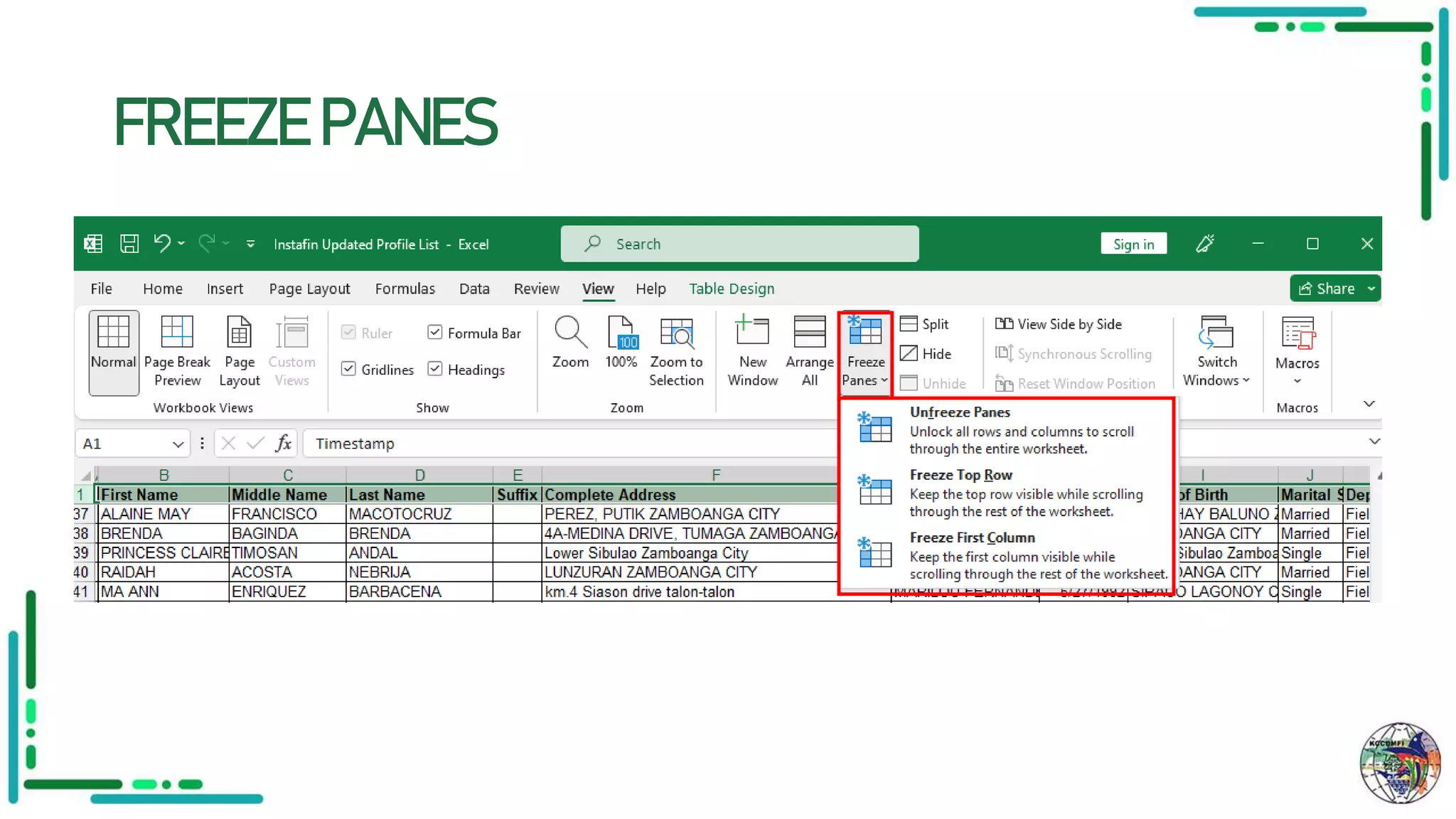 Basic Excel Training.pptx | Computing | Technology & Computing
