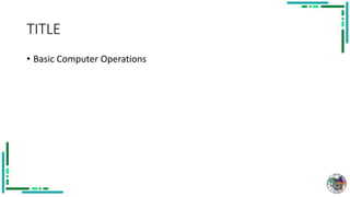 Basic Excel Training.pptx | Computing | Technology & Computing