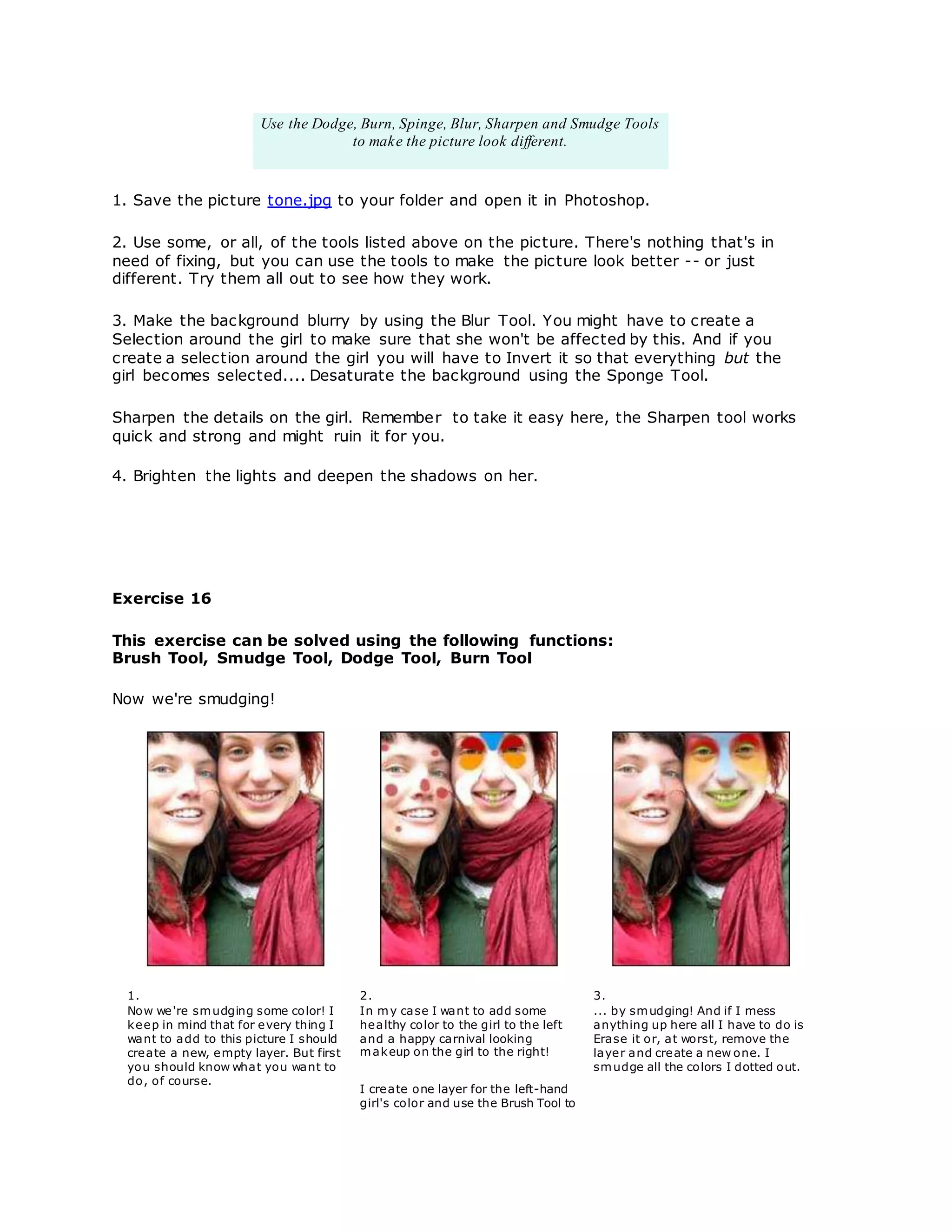 Basic exercises for photoshop | DOCX