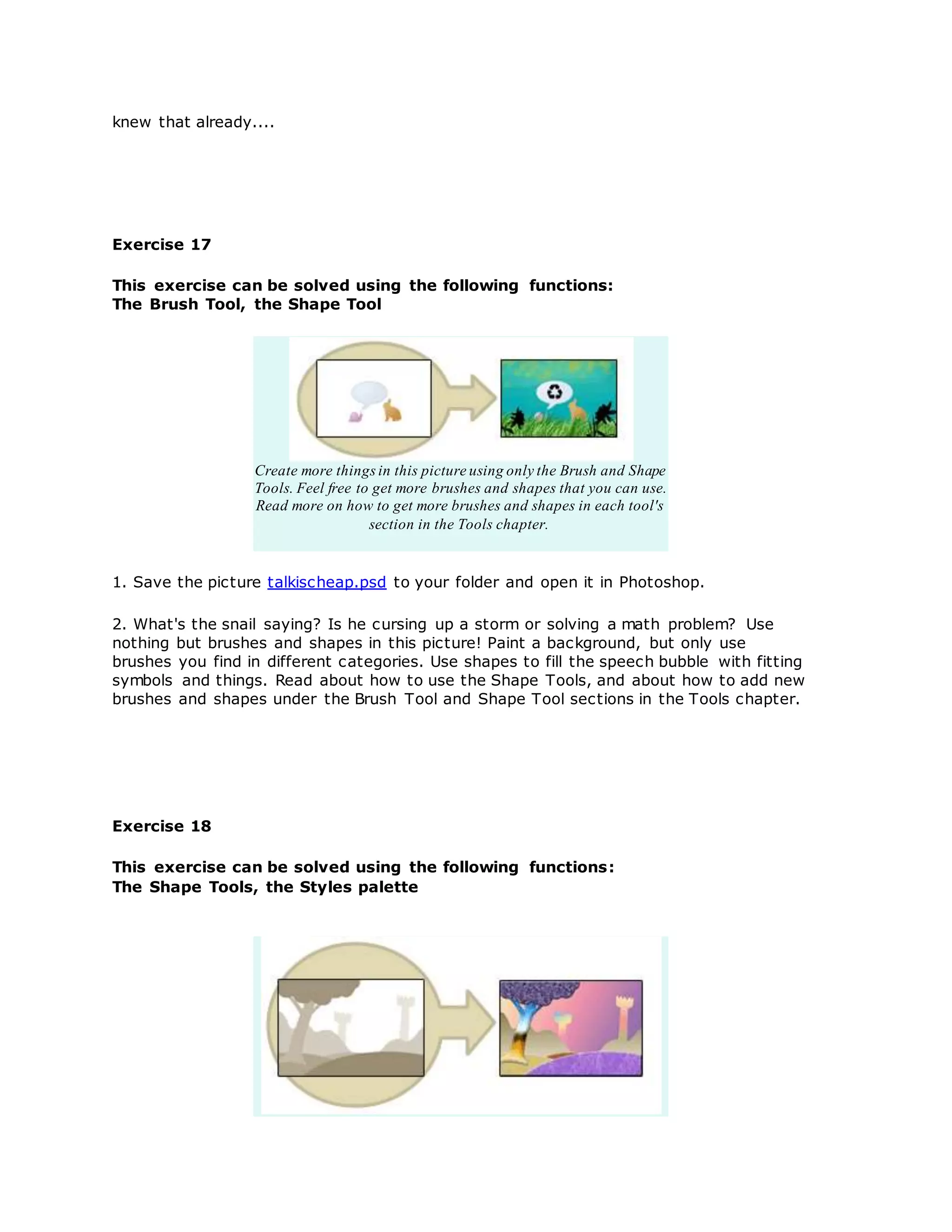 Basic exercises for photoshop | DOCX