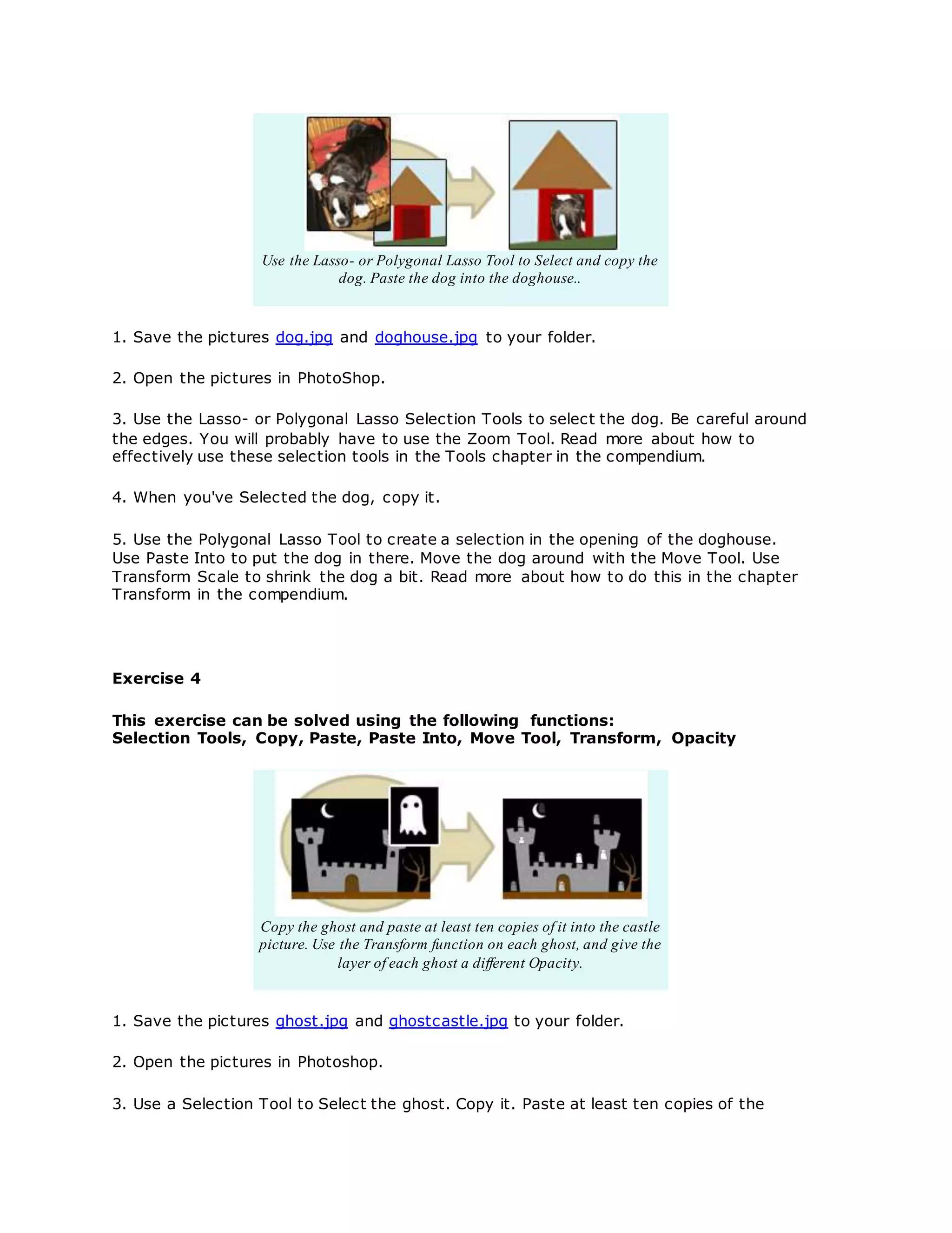 Basic exercises for photoshop | DOCX