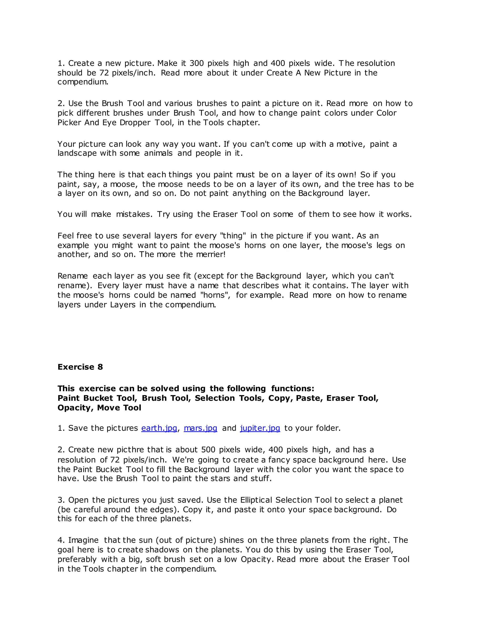 Basic exercises for photoshop | DOCX