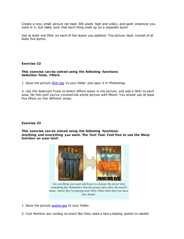 Basic exercises for photoshop | DOCX