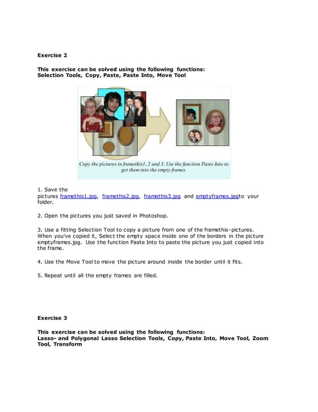 Basic exercises for photoshop | DOCX