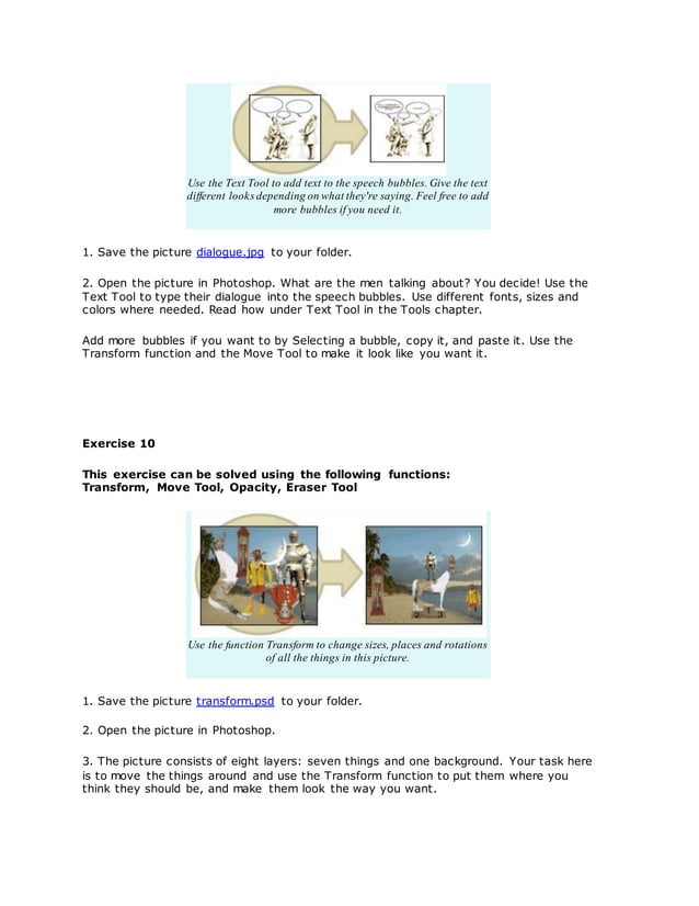 Basic exercises for photoshop | DOCX