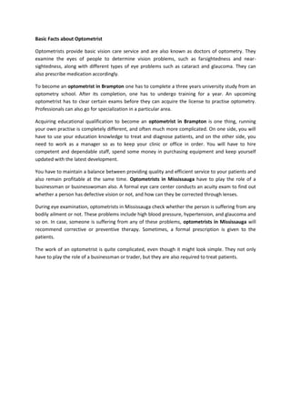 Basic facts about optometrist | PDF