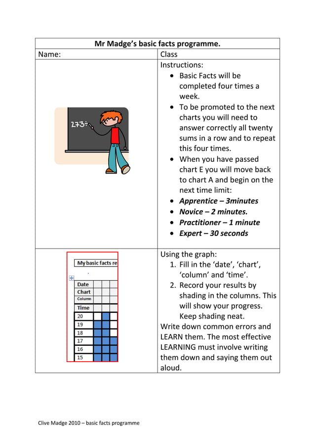 Basic Facts Instructions | PDF
