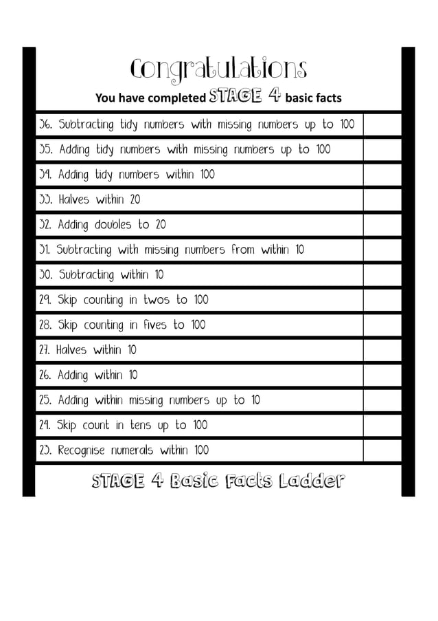 Basic facts stage ladders v.2014