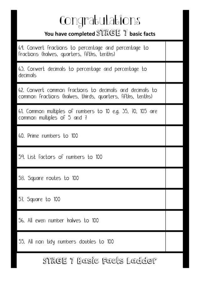 Basic facts stage ladders v.2014