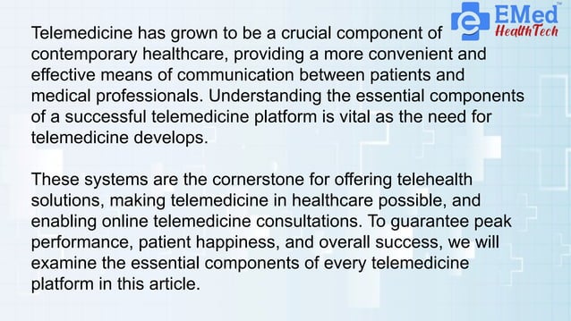Basic Features Of A Successful Telemedicine Platform Pptx