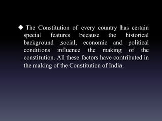 Basic features of indian constitution | PPTX