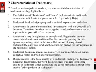 Basic Features of Trademark, Characteristics | PPTX