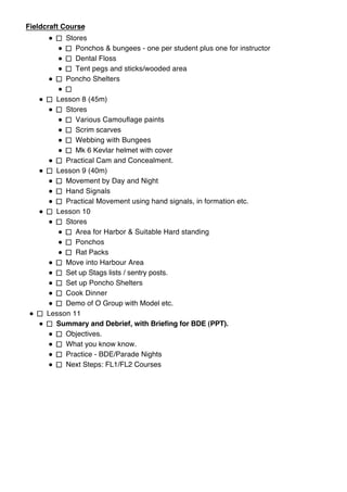 Basic Fieldcraft Course: Outline & lessons. | PDF