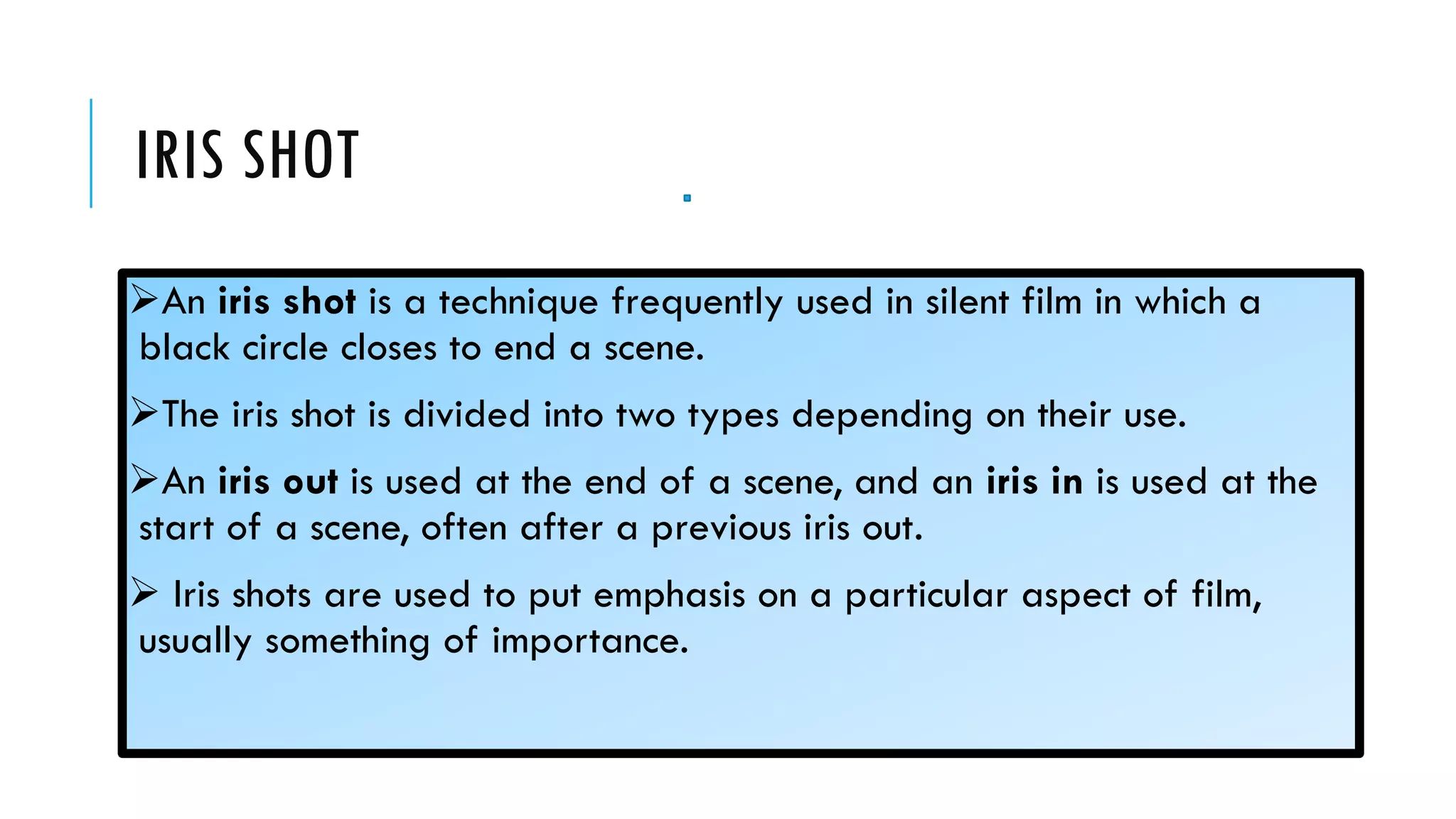 Basic film terminology; masking; iris shot; shot reverse shot | PDF