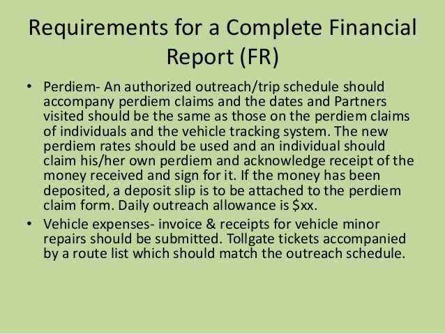 Basic financial reporting requirements for grants or partner organisa…