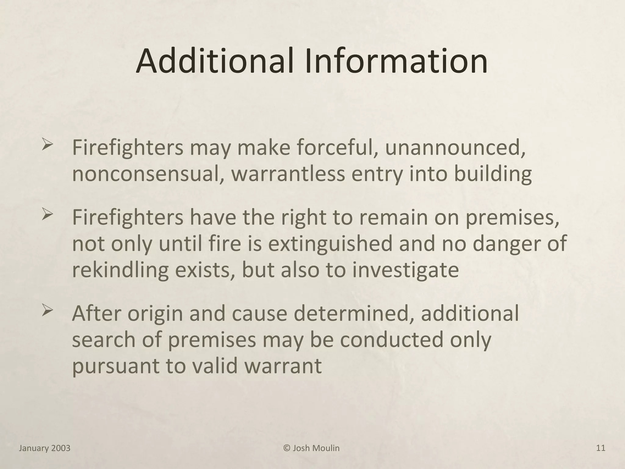 Josh Moulin: Basic Fire Investigation for Law Enforcement | PPT