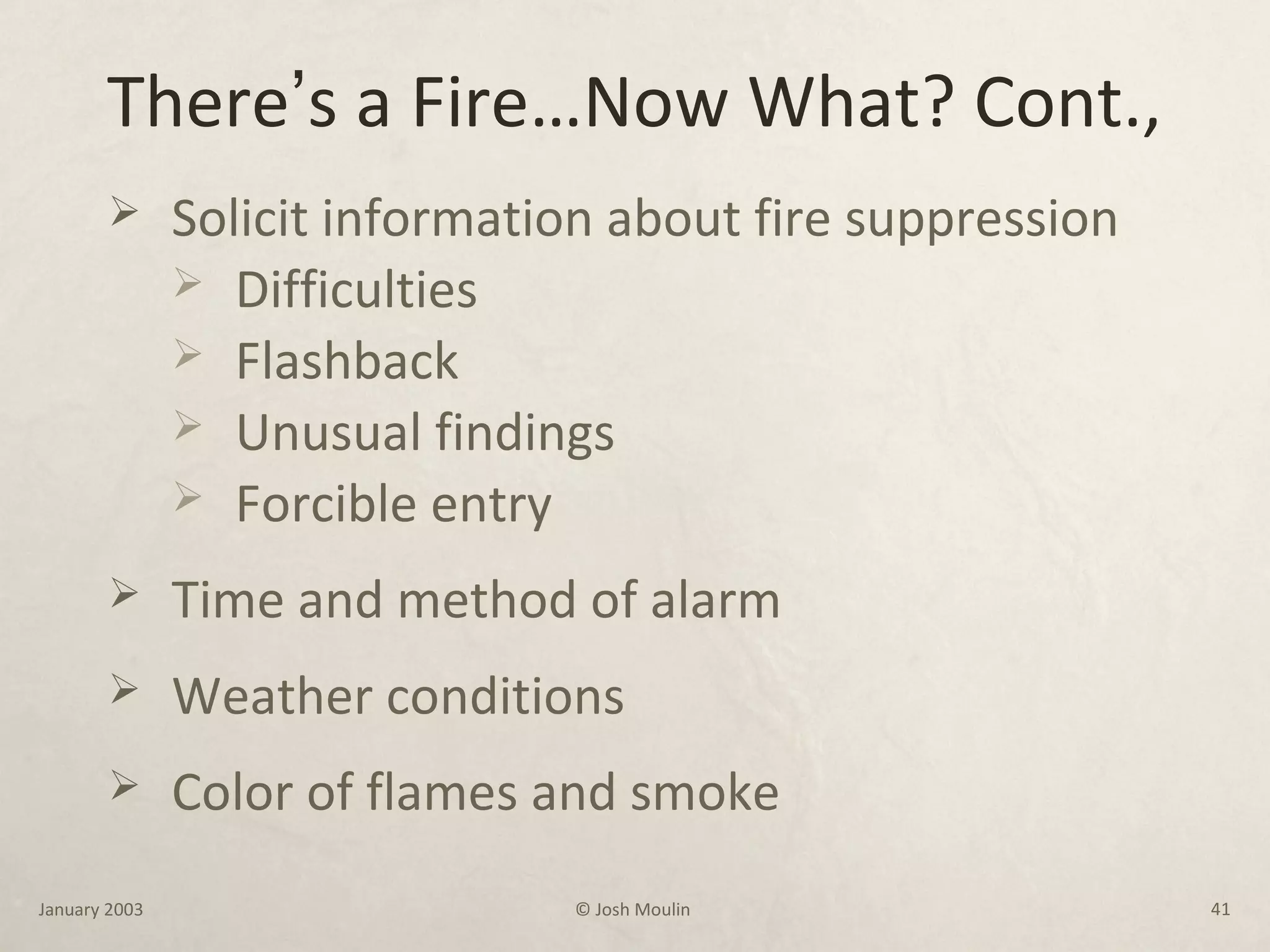 Josh Moulin: Basic Fire Investigation for Law Enforcement | PPT